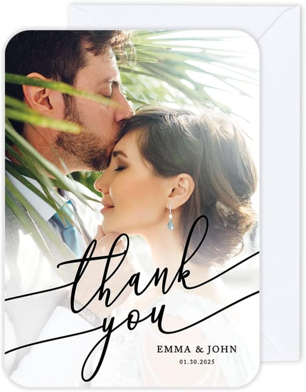 ZJHP Personalized 5x7-Inch Photo Thank You Cards with Envelopes, Wedding Thank You Card with ...
