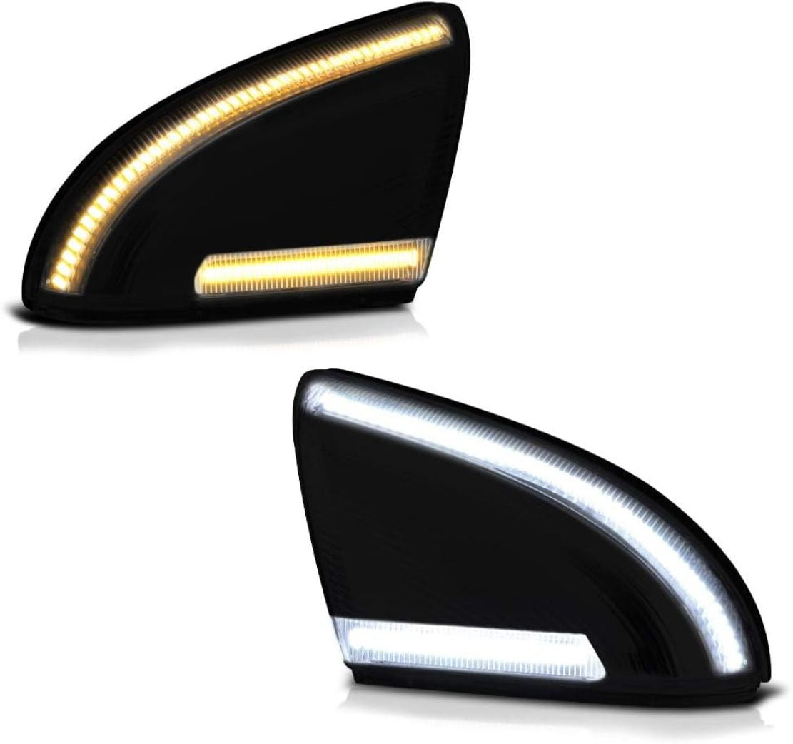 ZJHP Smoked Lens Switchback Full White & Amber LED Side Mirror Turn Signal Light Puddle Lamp For ...