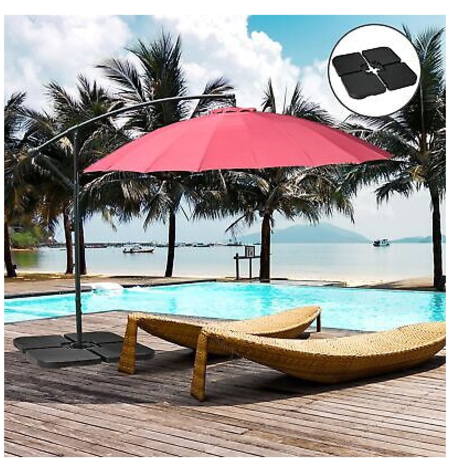 ZJINJIN 175lb Patio Umbrella Base Weights for Banana Umbrella Cross ...