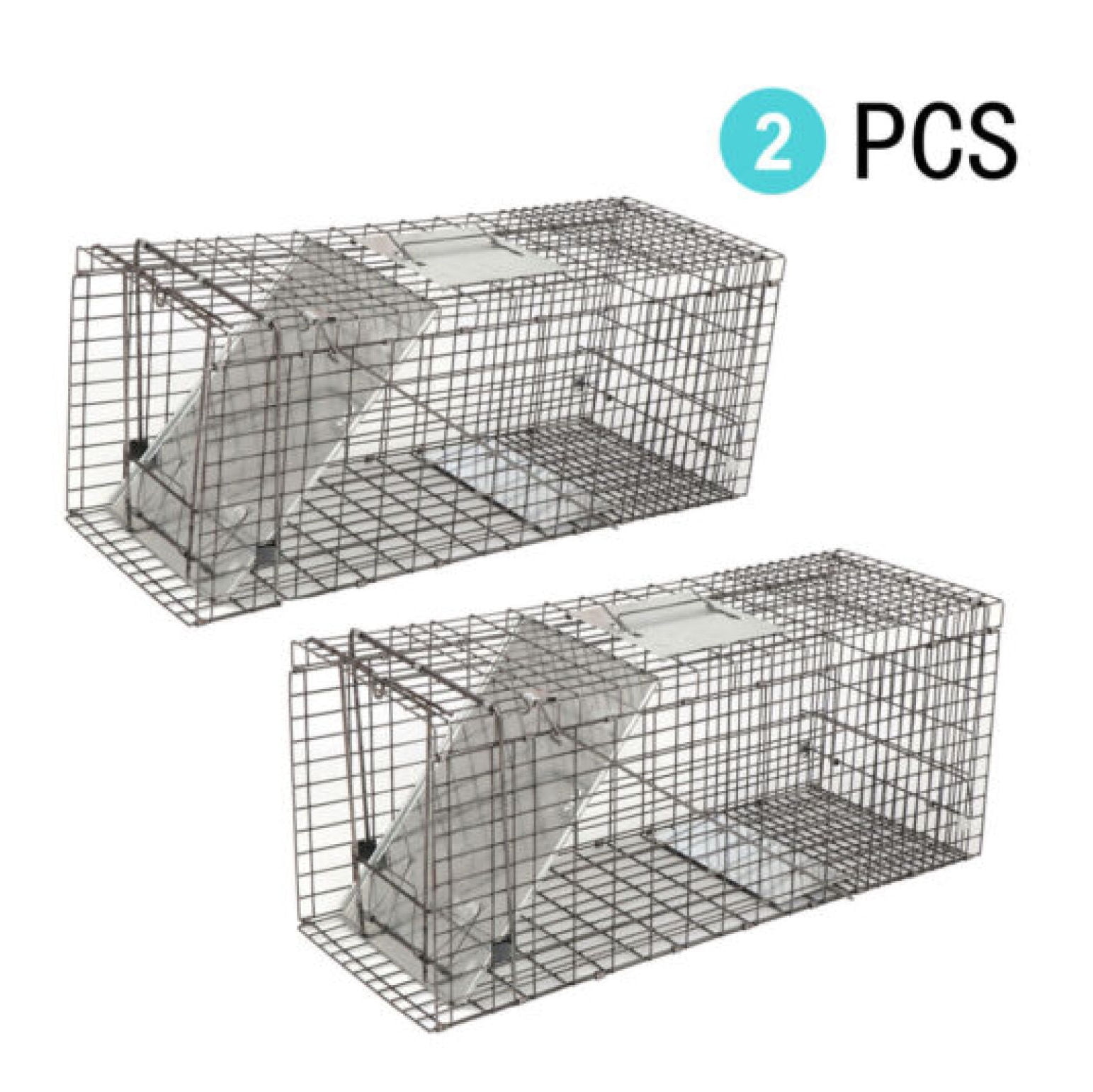 ZJINJIN-2PCS Live Animal Traps 32"x12.5"x12" Steel Cage Humane Traps ...