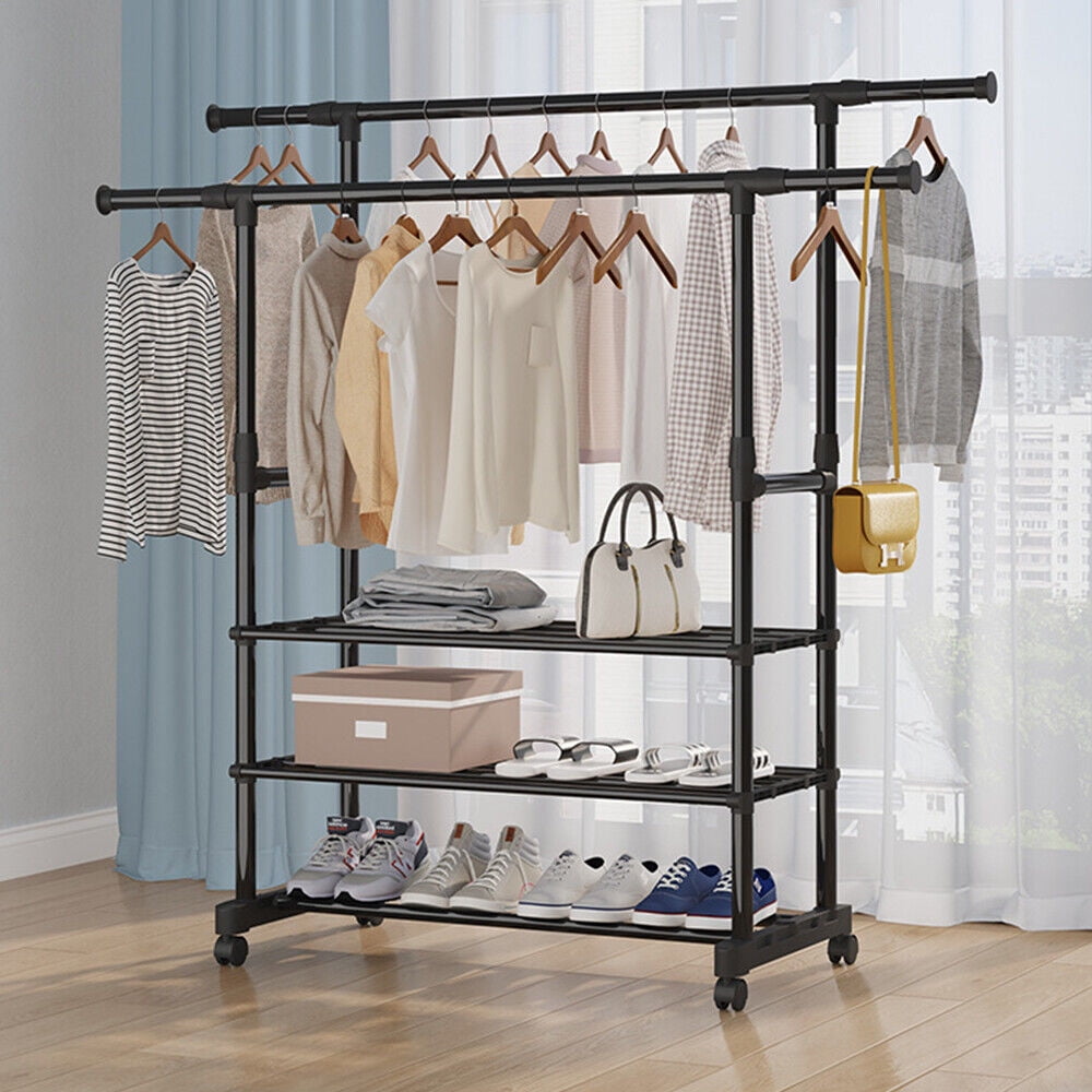 ZJINJIN Heavy Duty Clothing Garment Rack Rolling Clothes Organizer ...