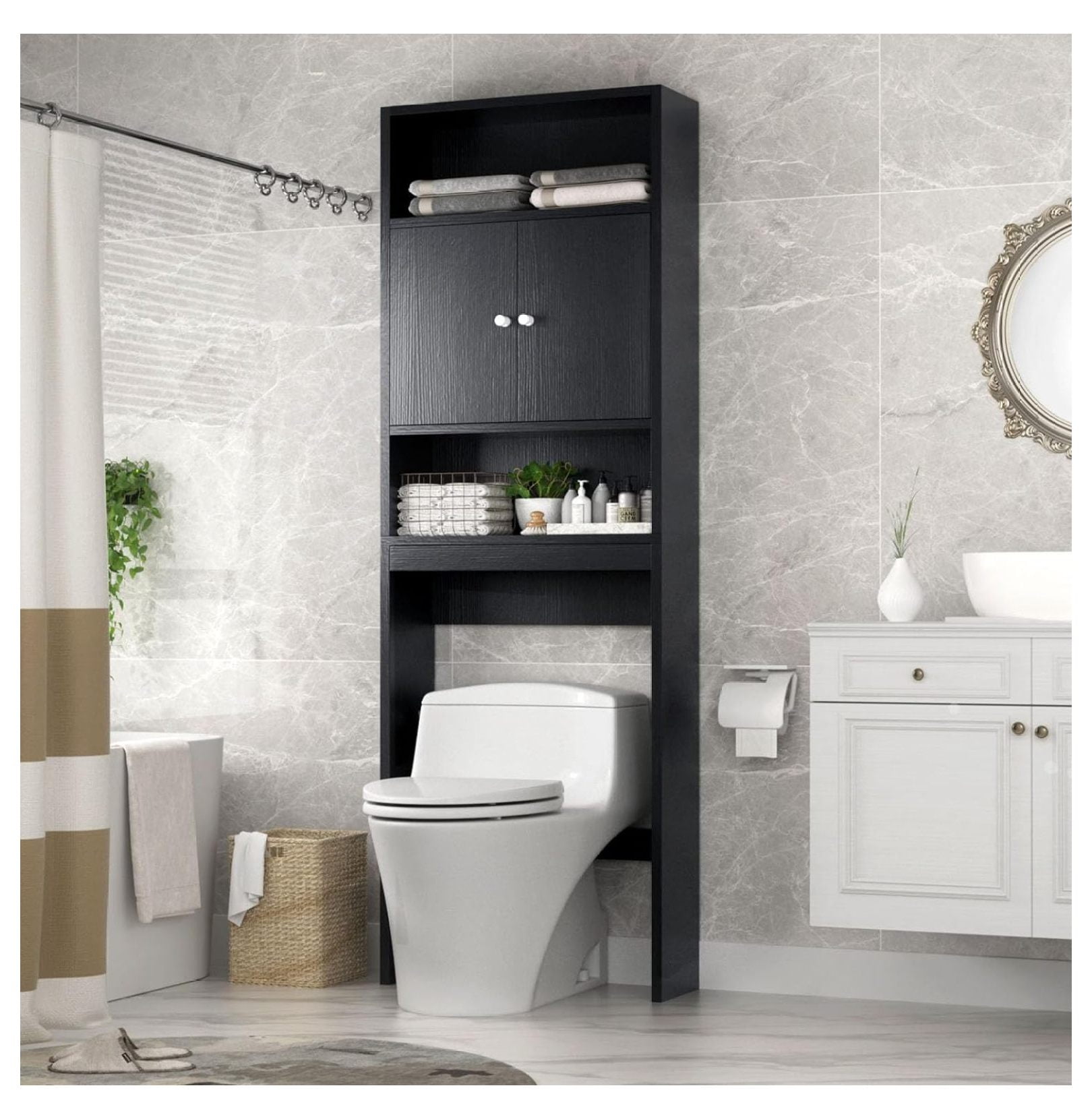 ZJINJIN Over The Toilet Storage Cabinet, 77" Tall Over Toilet Bathroom ...