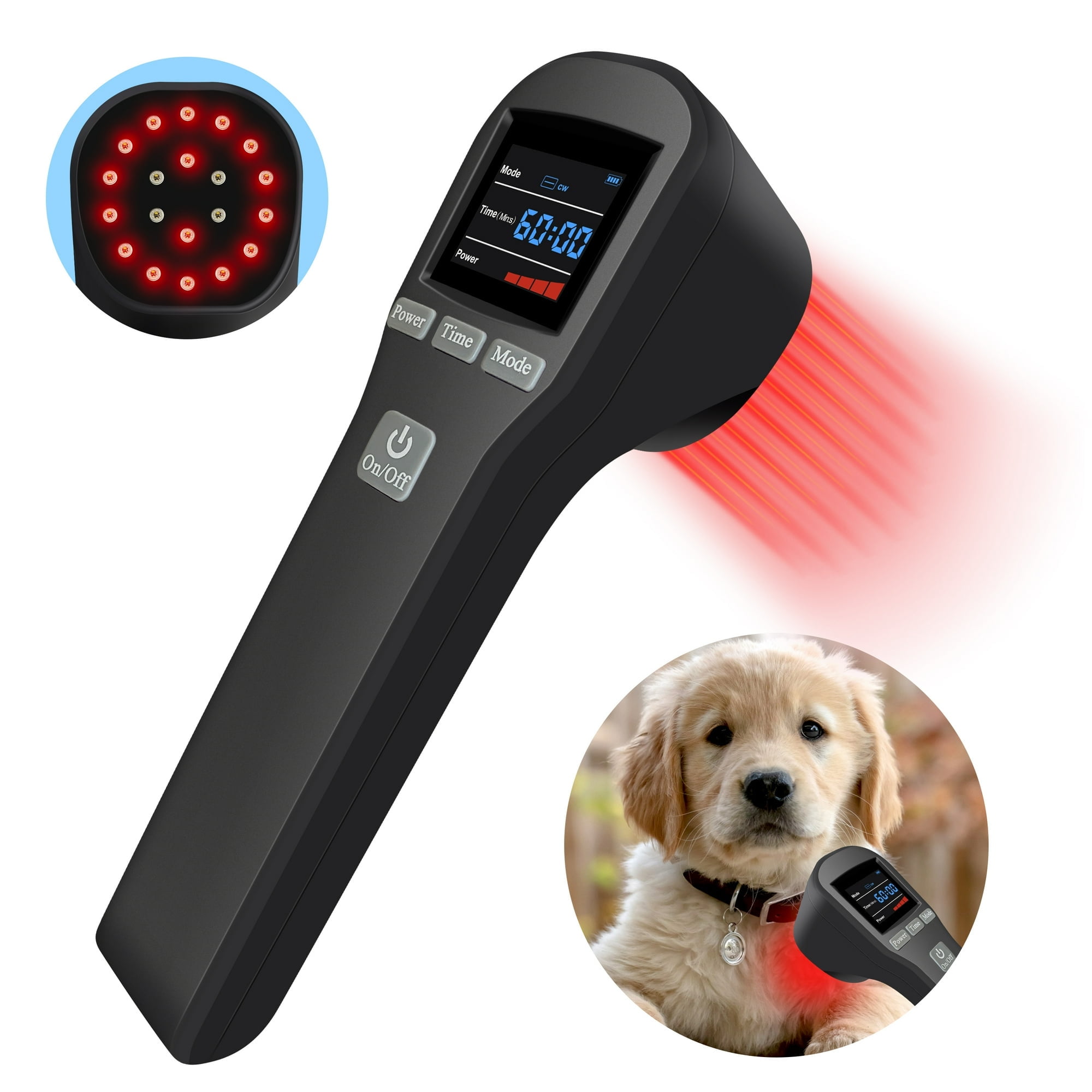 ZJKC Handheld LED Light Therapy Device, 650nm & 808nm for Fast Relief in Dogs’ and Cats' Legs ...