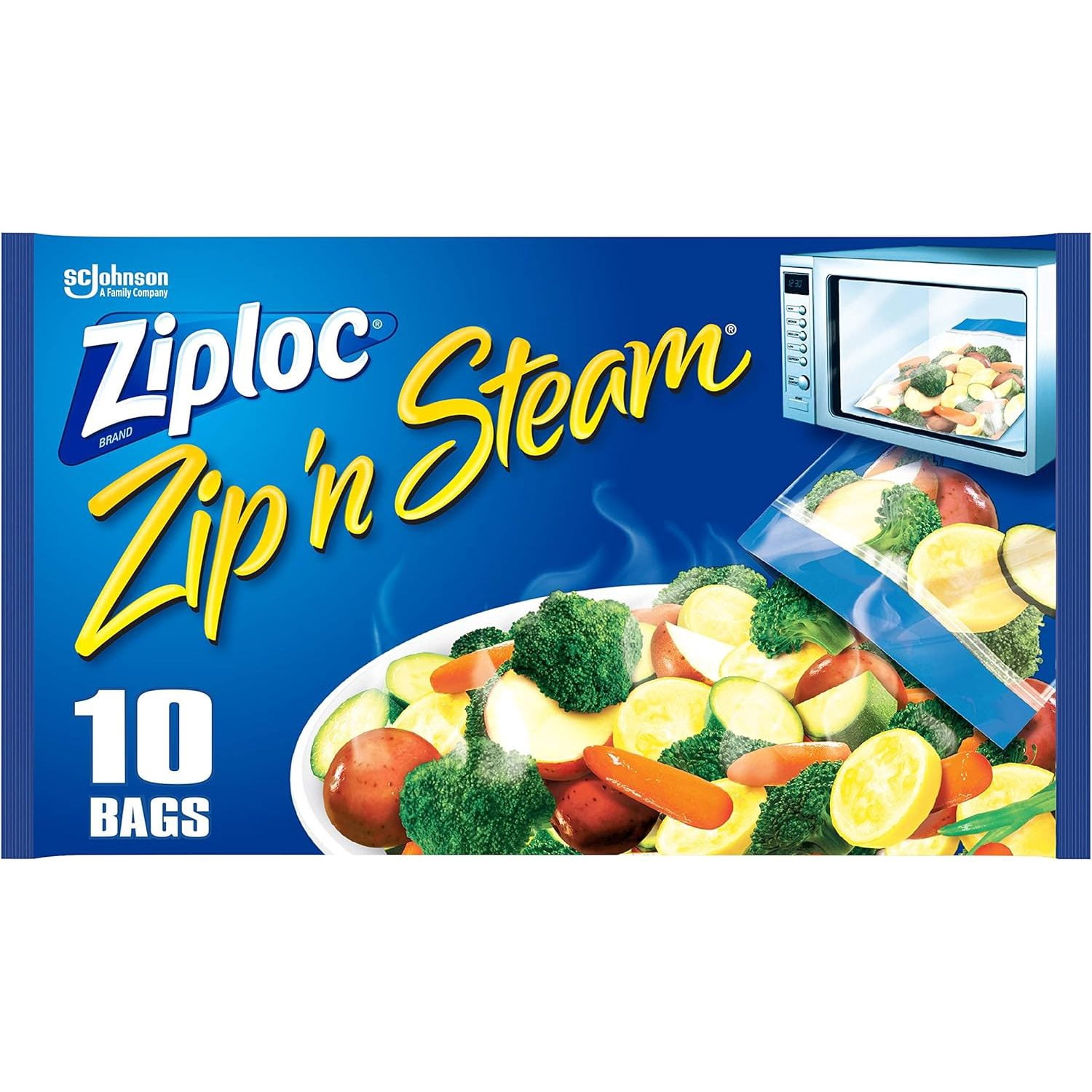 ZJMF Zip'N Steam Cooking Bags, Medium, 10-Count (Pack of 12) - Walmart.com