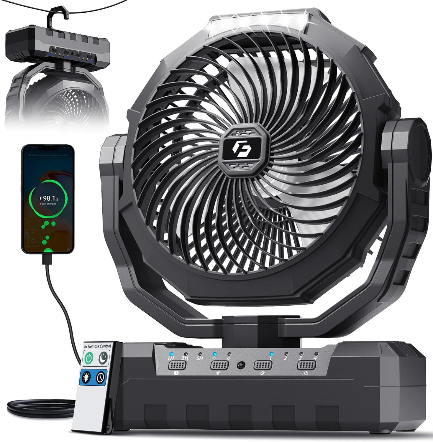 ZJQYDS 3-in-1 Camping Fan - Portable Fans Rechargeable - 48000mAh ...