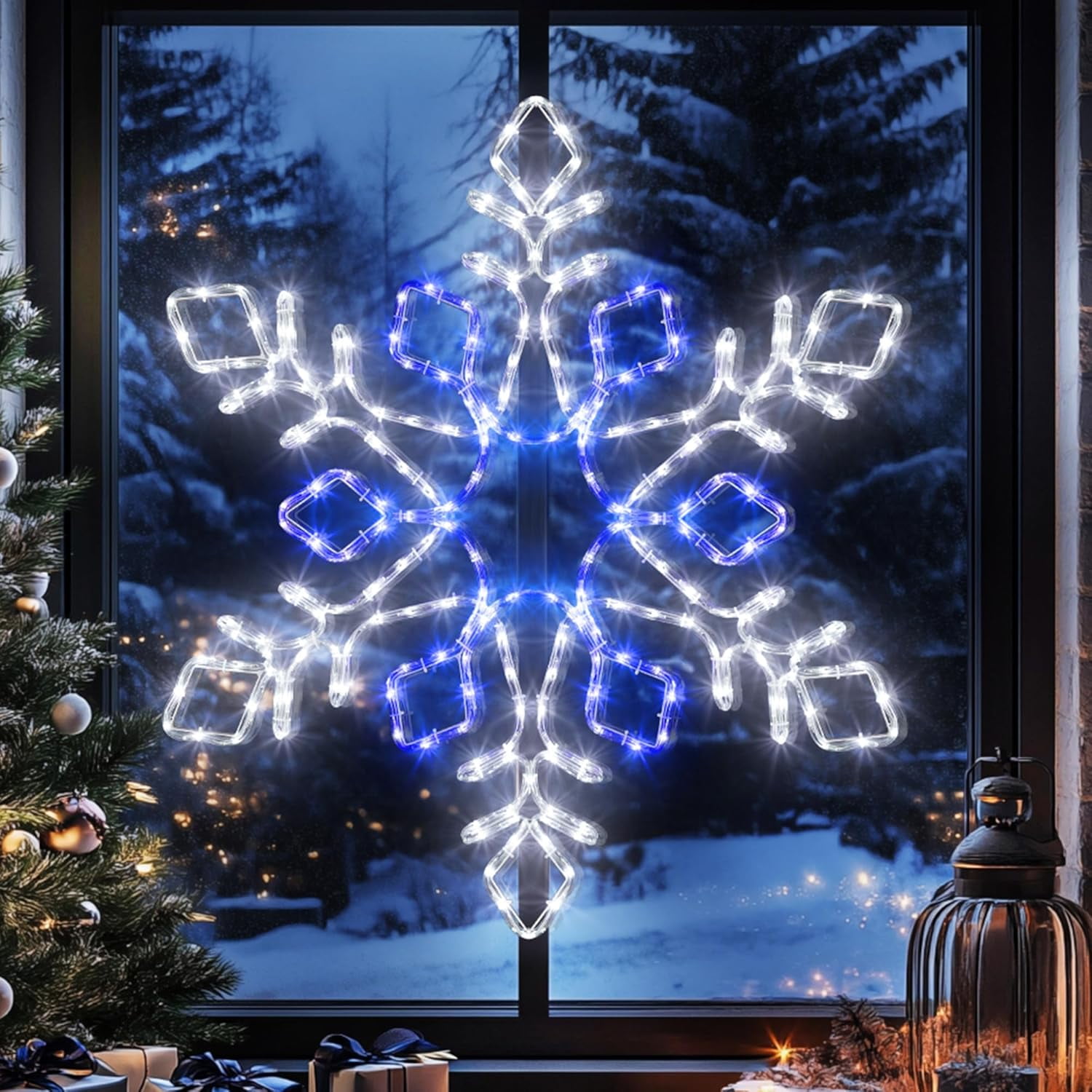 ZJQYDS 35'' Christmas Large Snowflake Lights Decoration Waterproof ...