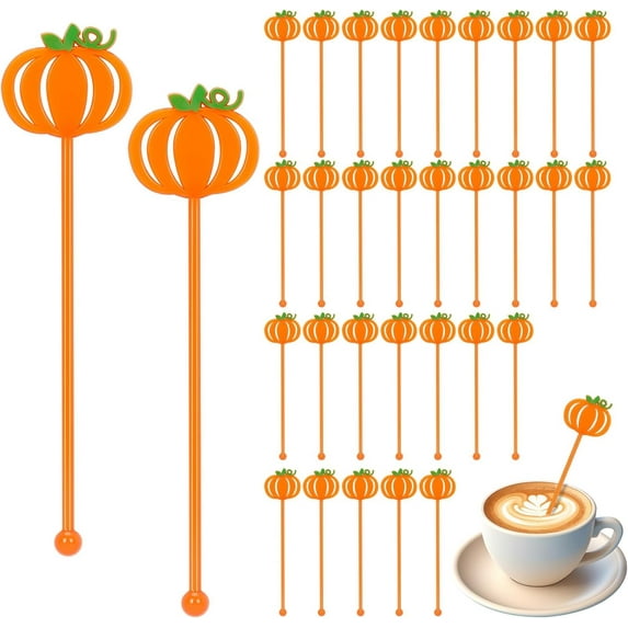 ZJQYDS 36 Pcs Fall Cocktail Stirrers, Pumpkin Drink Stirrers Plastic ...