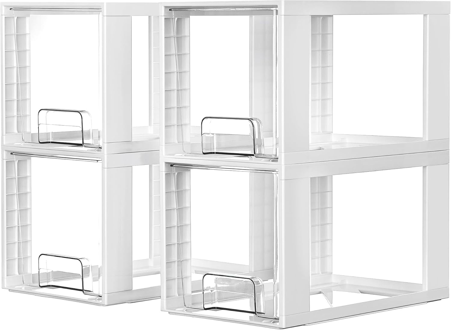 ZJQYDS 4 Pack Large Stackable Storage Drawers,White,Easily Assemble ...