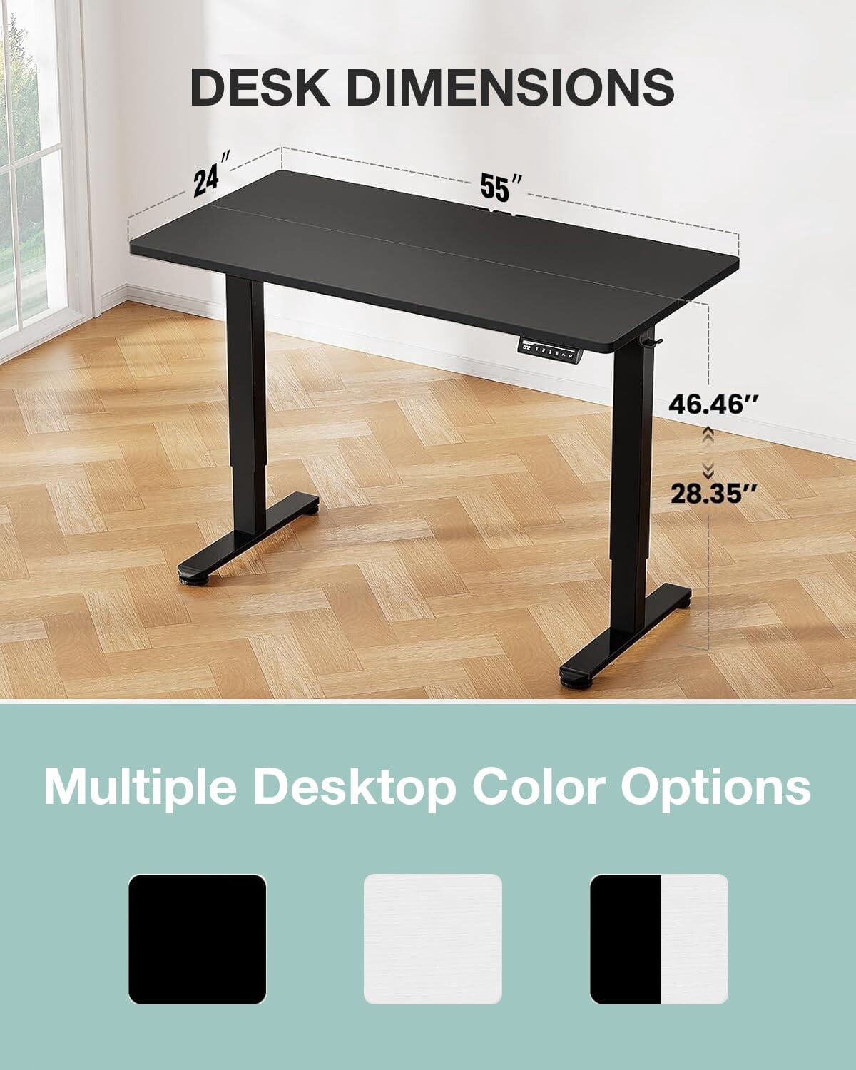 ZJQYDS 48 x 24 / 55 x 24 inches Height Adjustable Electric Standing ...