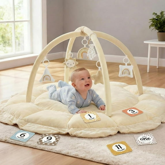 ZJQYDS 5-in-1 Thick & Plush Baby Play Gym, Baby Play Mats for Floor ...