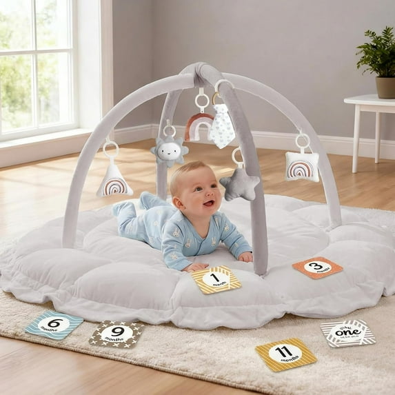 ZJQYDS 5-in-1 Thick & Plush Baby Play Gym, Baby Play Mats for Floor ...