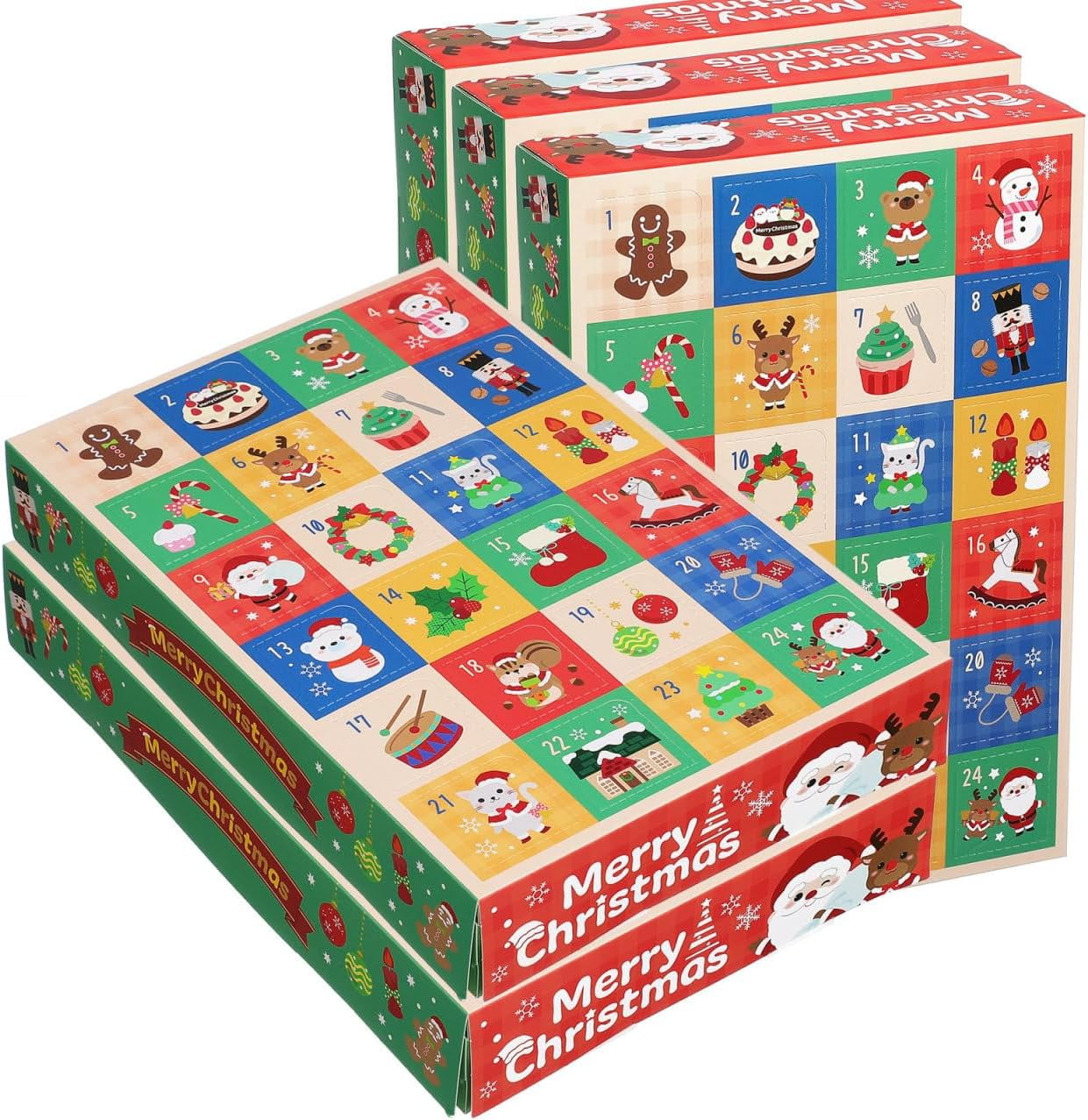 ZJQYDS 5pcs Advent Calendar Boxes, Fun Holiday Empty Paper Boxes, Fill ...
