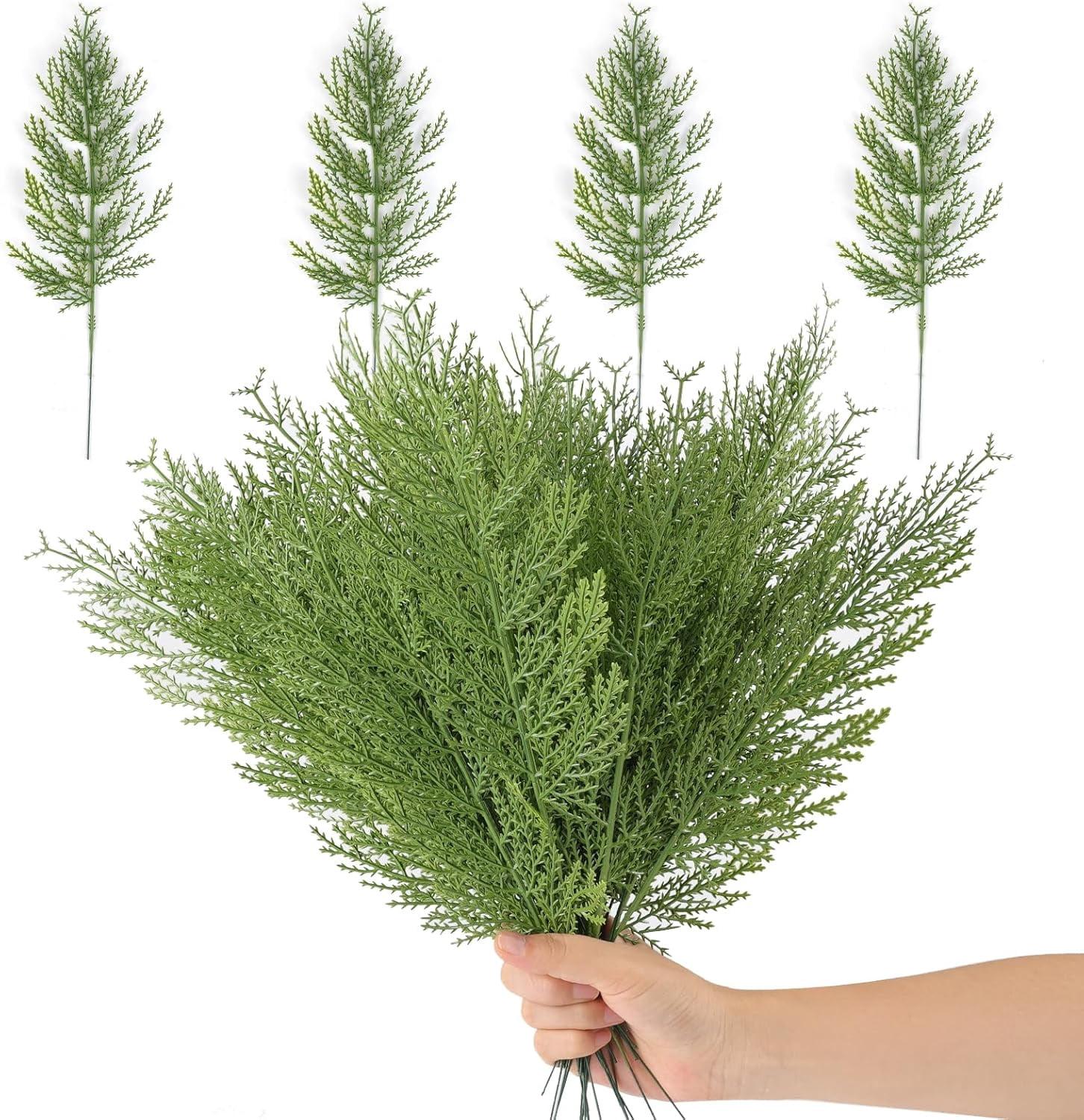 ZJQYDS Artificial Pine Branches, 80 Pcs Christmas Faux Cedar Stems ...