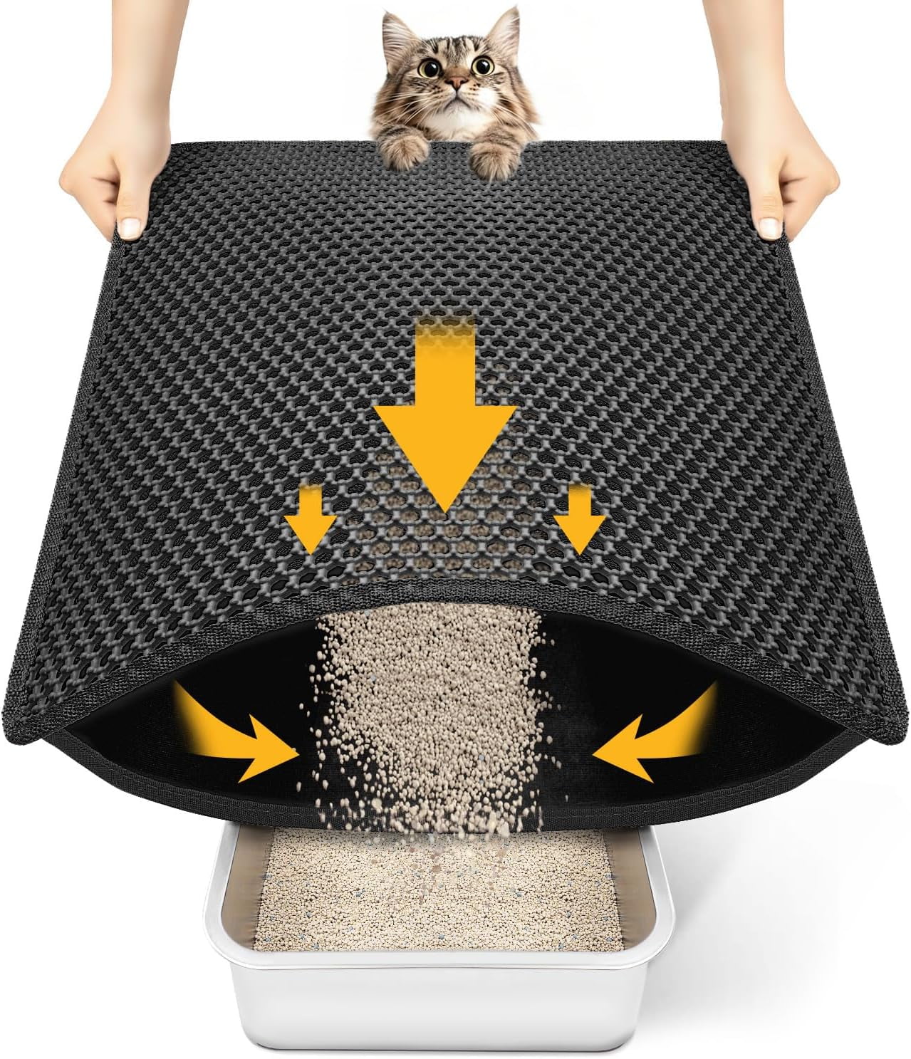 ZJQYDS Cat Litter Mat Compact Size 23.6"x14.6" for Small Spaces ...