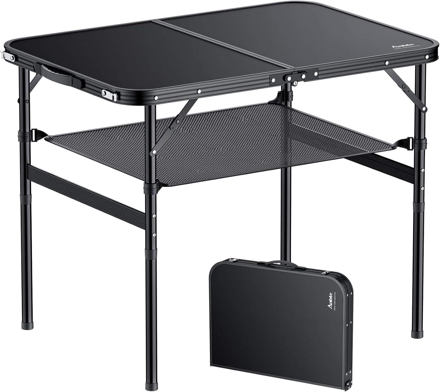 ZJQYDS Folding Camping Table, 36" x 24" Portable Table Adjustable ...