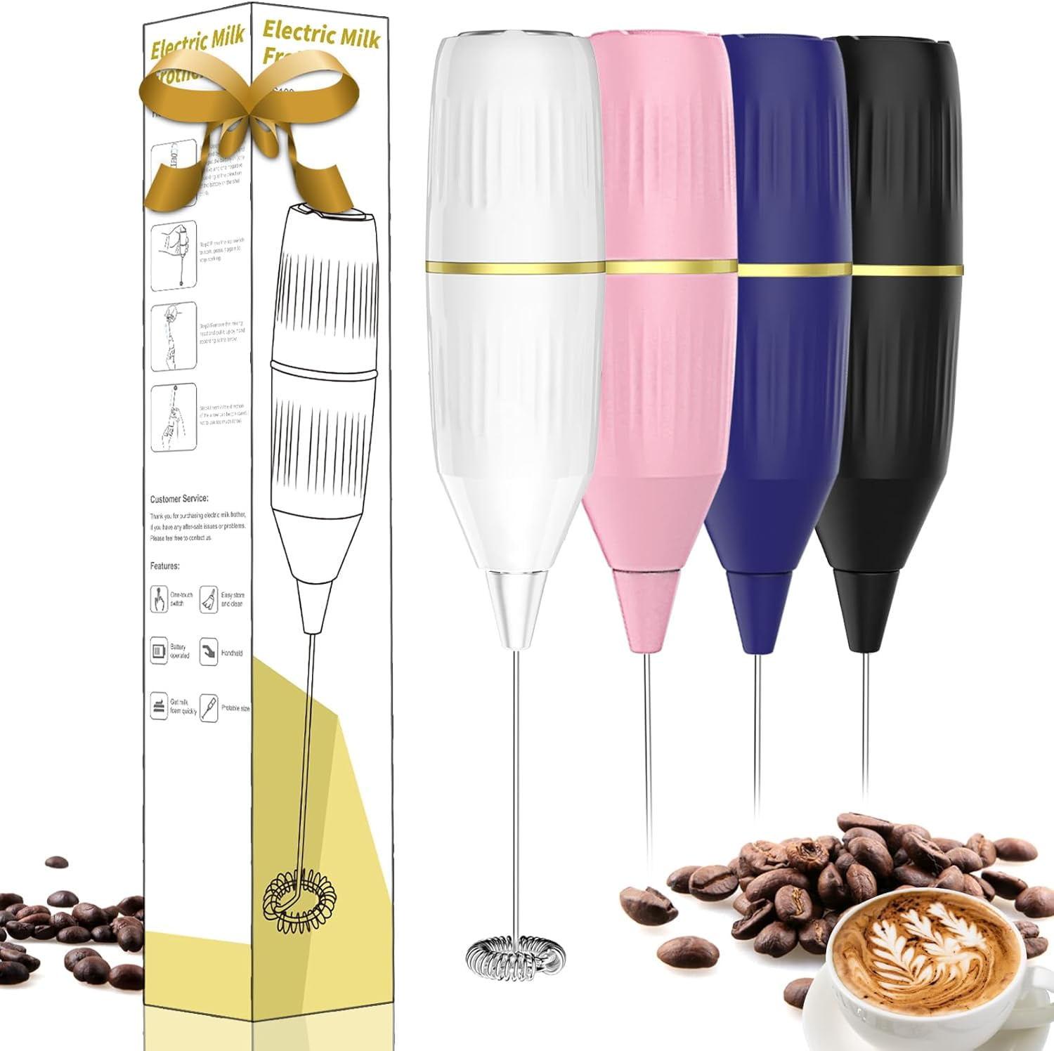 ZJQYDS Milk Frother Handheld, Multi-Functional Electric Frother & Mixer ...