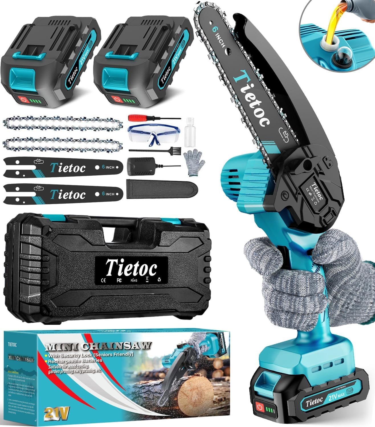 ZJQYDS Mini Chainsaw 6 Inch Cordless, Portable Electric Chain Saw Small ...