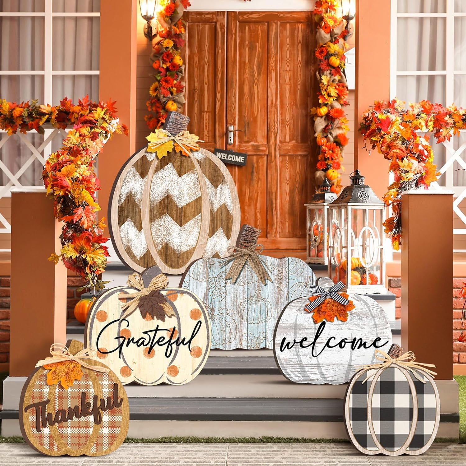 ZJQYDS Set of 6 Farmhouse Outdoor Thanksgiving Fall Decoration for Home ...
