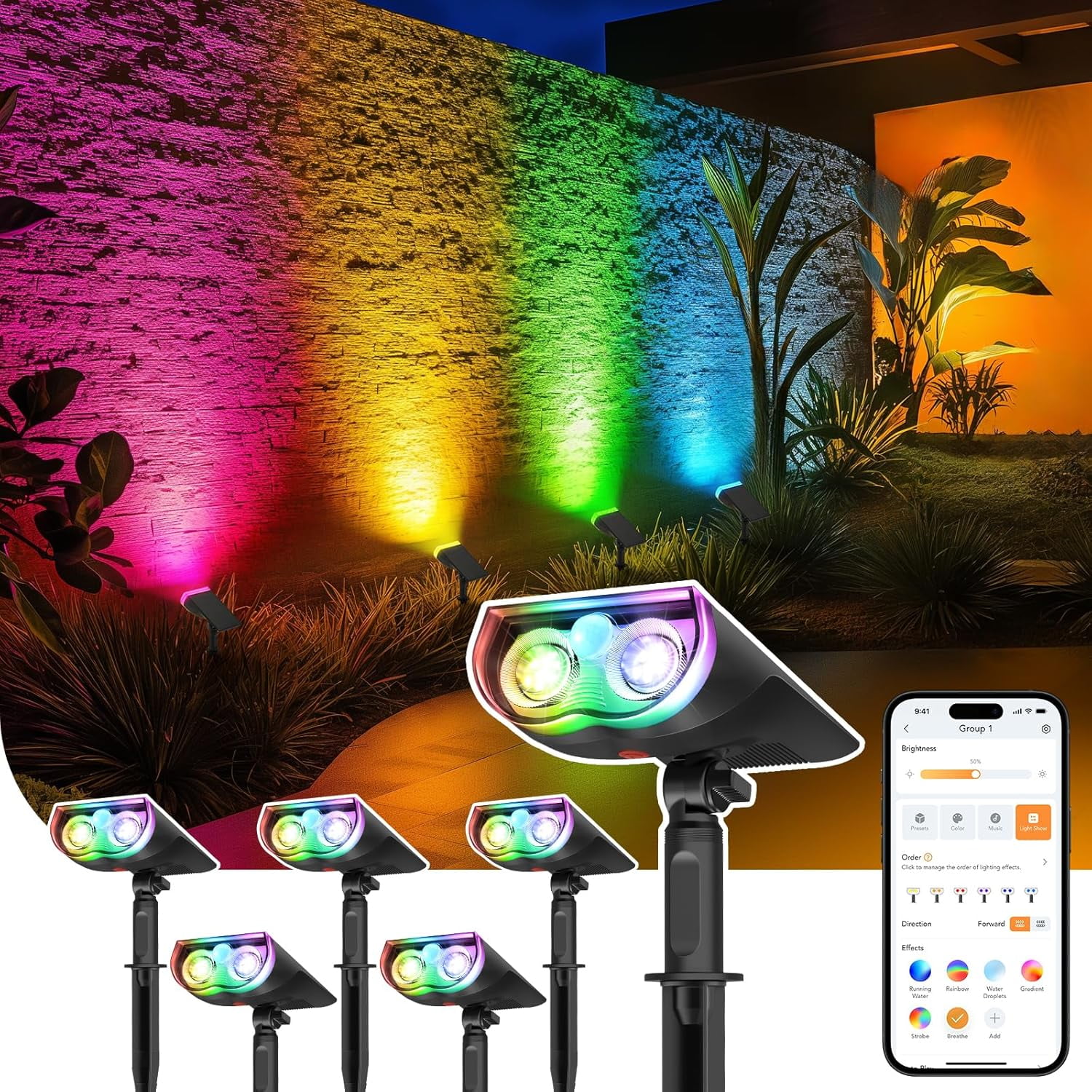 ZJQYDS Smart Solar Spot Lights Outdoor SL5 with Motion Sensor, APP ...
