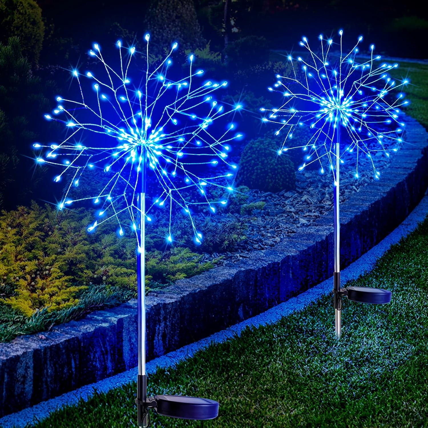 ZJQYDS Solar Garden Lights Outdoor Waterproof Decorative, 2Pack 150LED ...