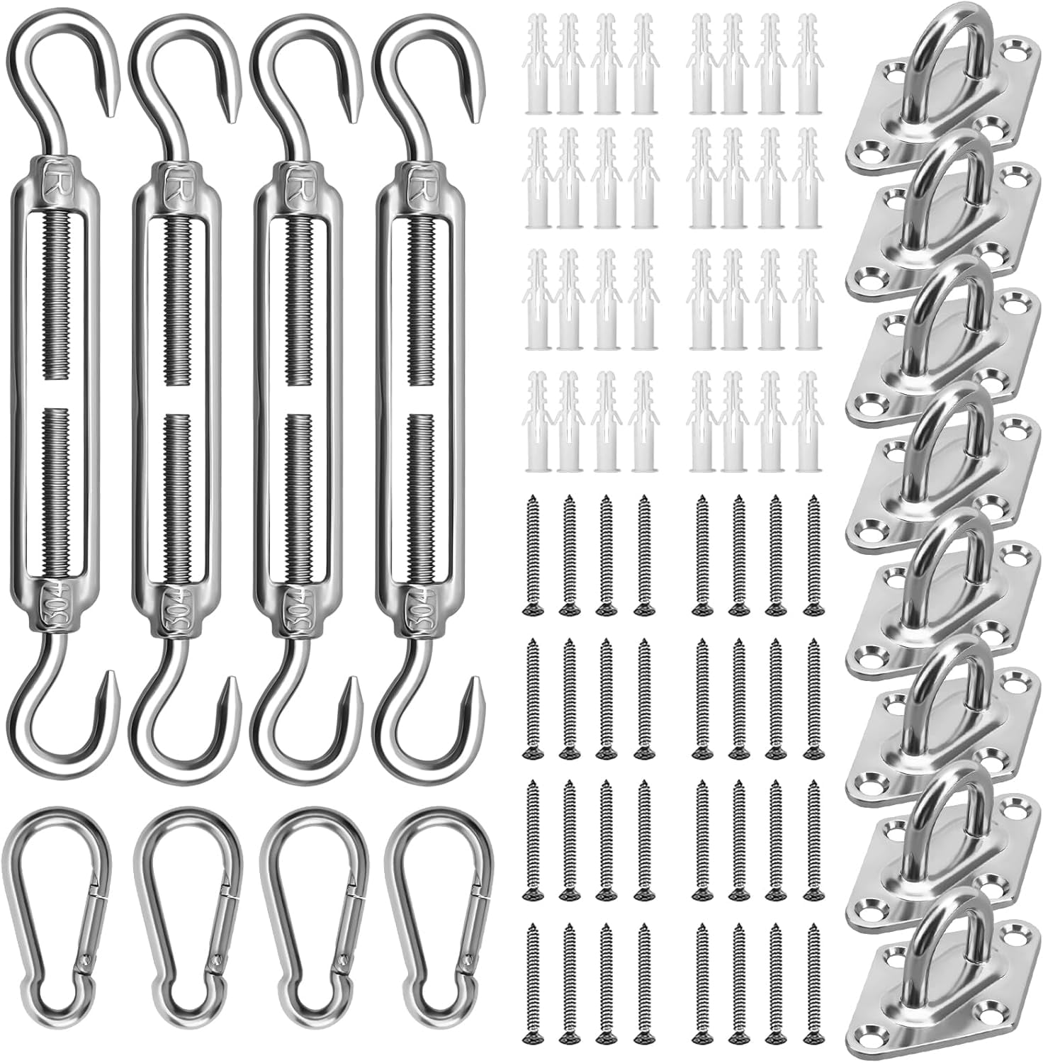 ZJQYDS Sun Shade Sail Hardware Kit 80pcs - 304 Stainless Steel ...