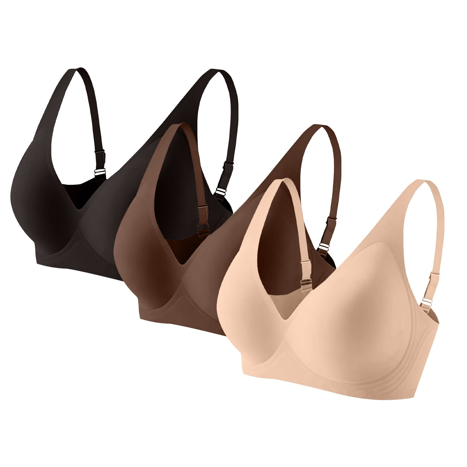ZJXFGS 3 Pack Womens Seamless Bras,Plus Size Push Up Bra,Bras for ...
