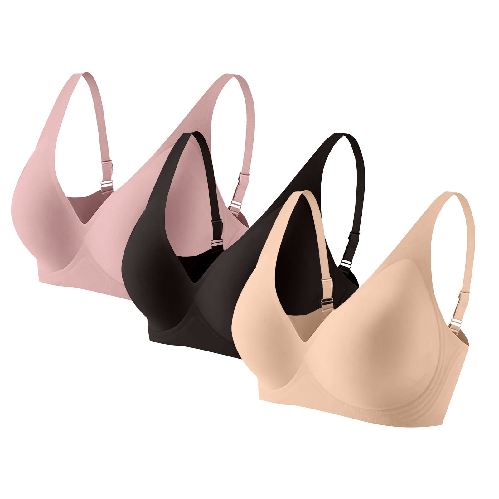 ZJXFGS 3 Pack Womens Seamless Jelly Bras,Back Smoothing Full Coverage ...