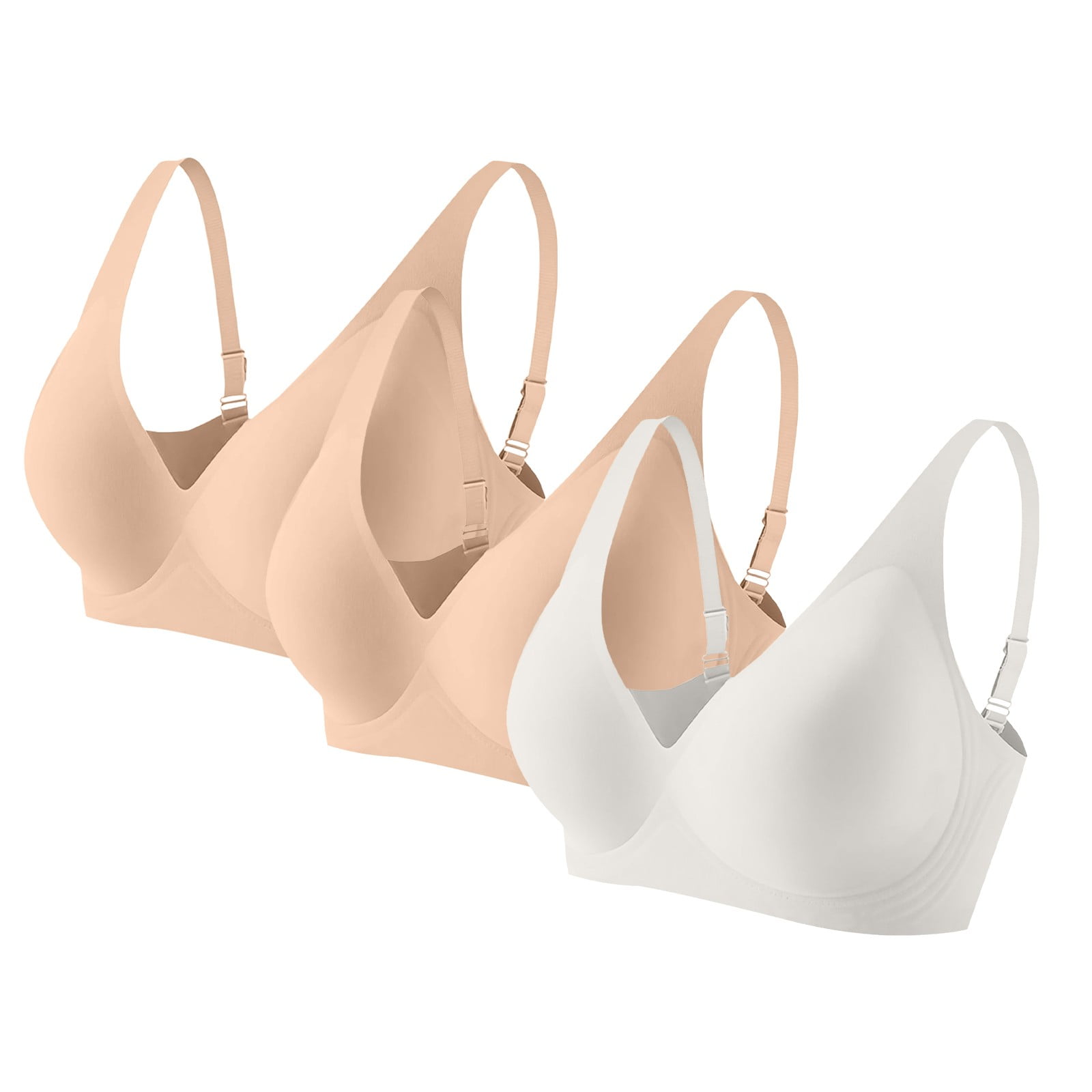 ZJXFGS 3 Pack Womens Seamless Jelly Bras,Full Coverage Bras for Women ...