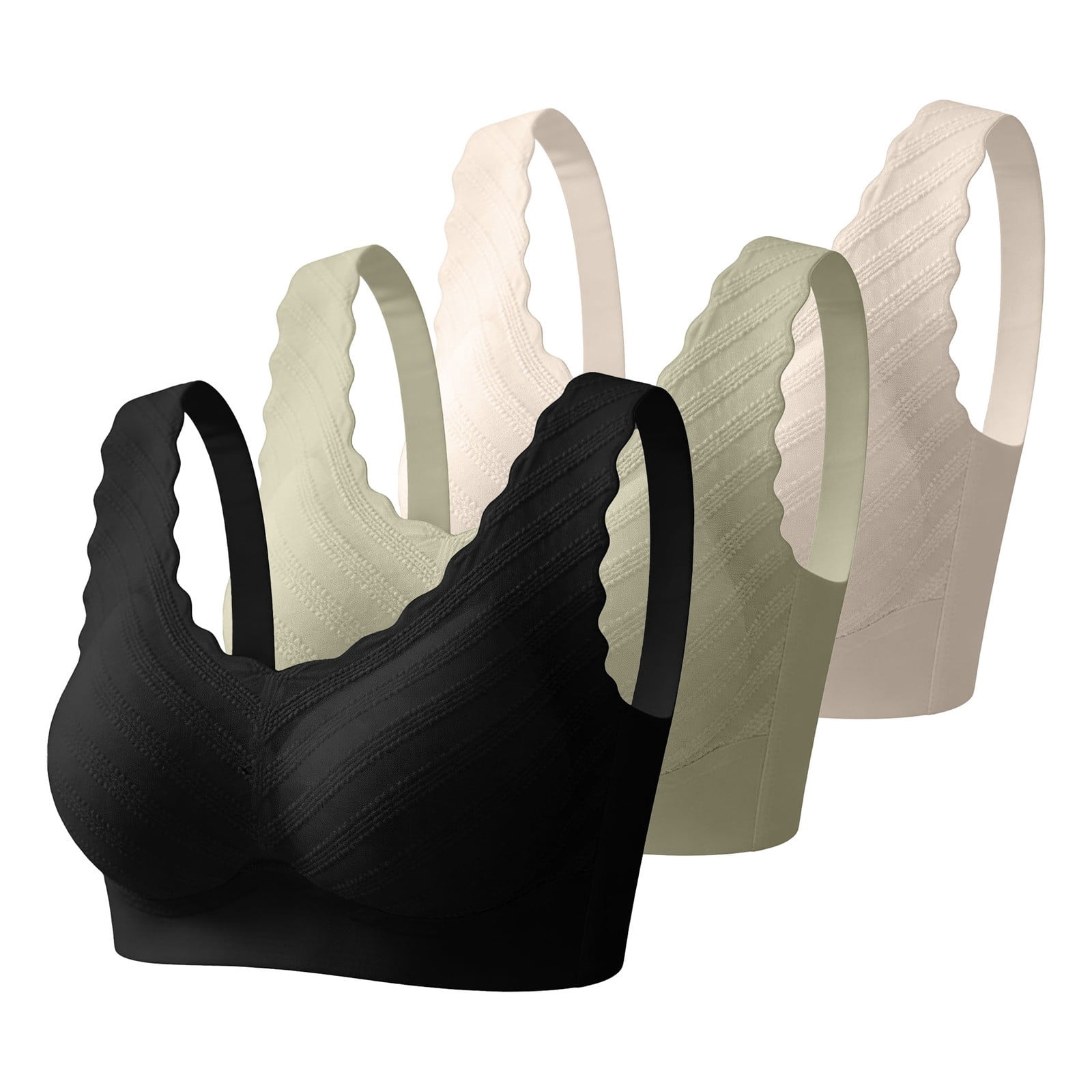 ZJXFGS 3Pc Bras for Women,Supportive Wireless Push Up Bra Comfortable ...