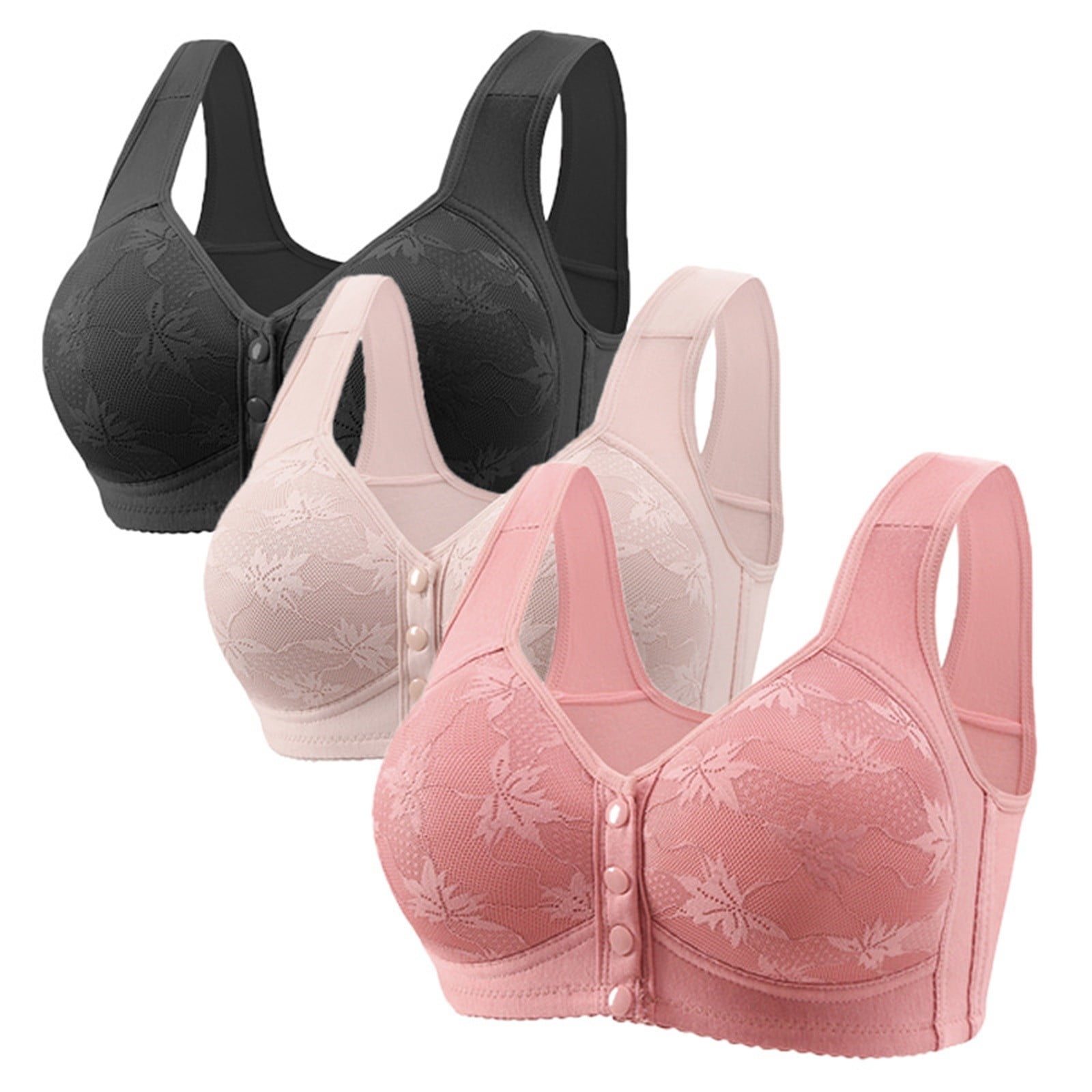 ZJXFGS Daisy Bras for Older Women, Front Closure Bras for Women, 3 Pack ...