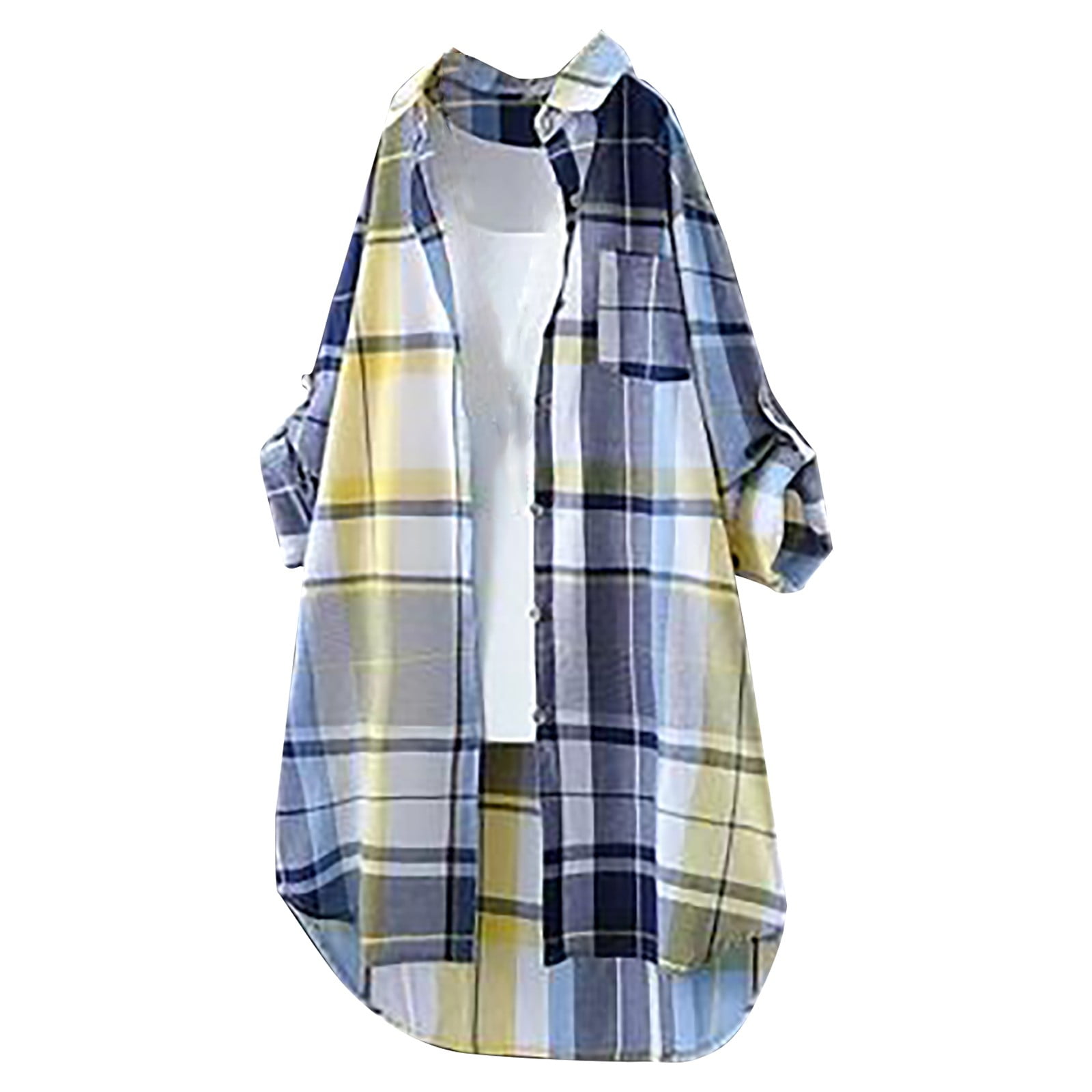 ZJXFGS Plaid Flannel Shirts for Women Loose Fit Boyfriend Button Down ...