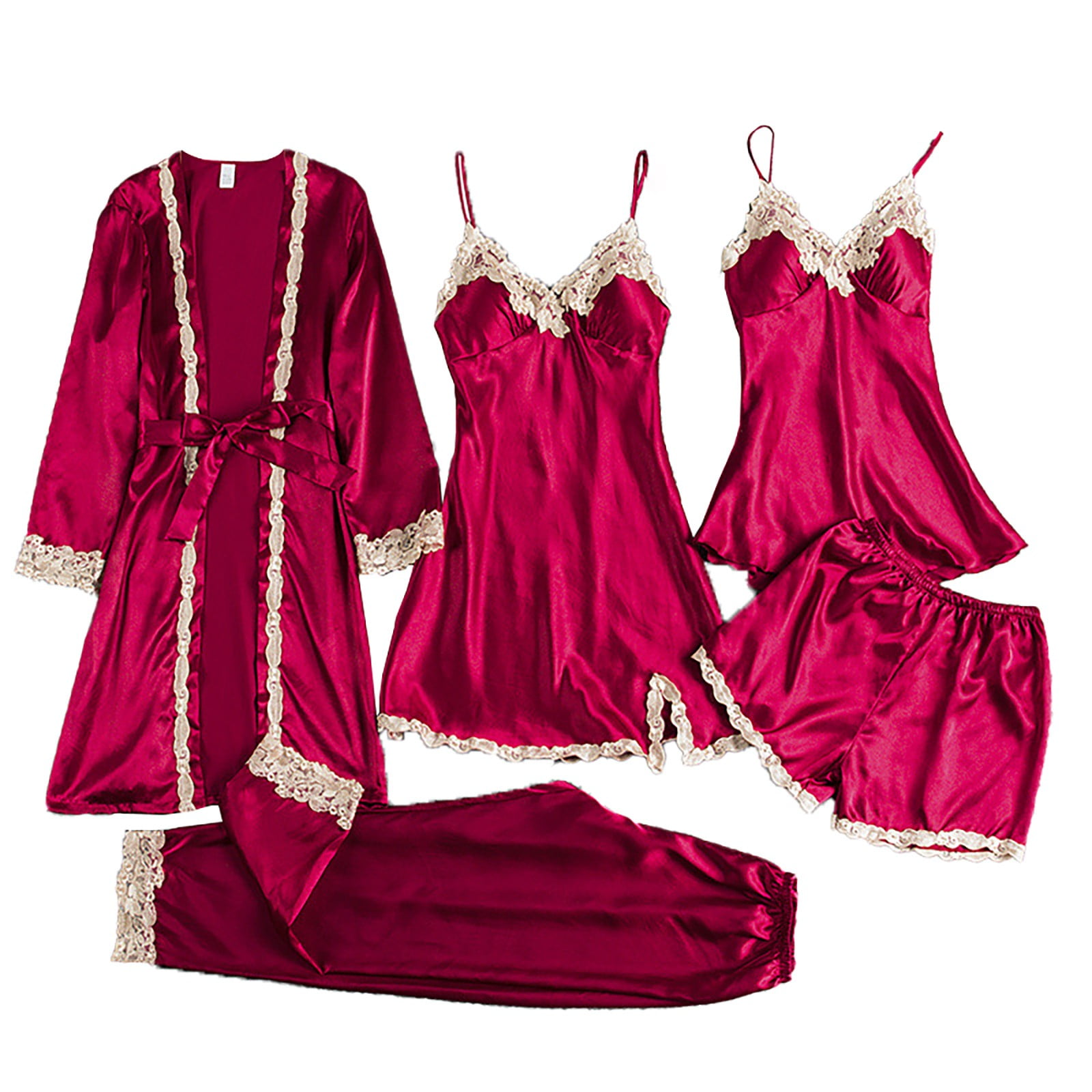 ZJXFGS Silk Nightgown and Robe Set Peignoir Sets for Women Women's ...