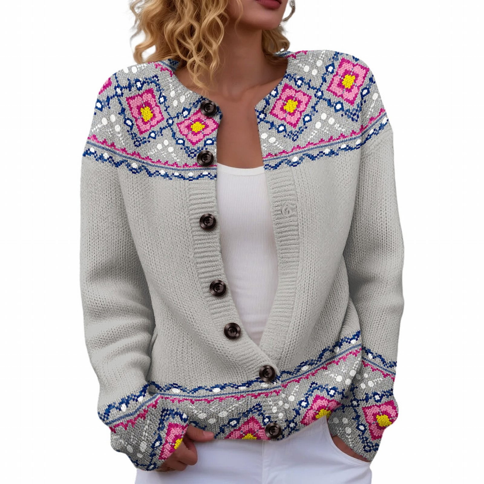 ZJXFGS Women Cardigan Sweater Fair Isle Sweater Lightweight Cardigans ...