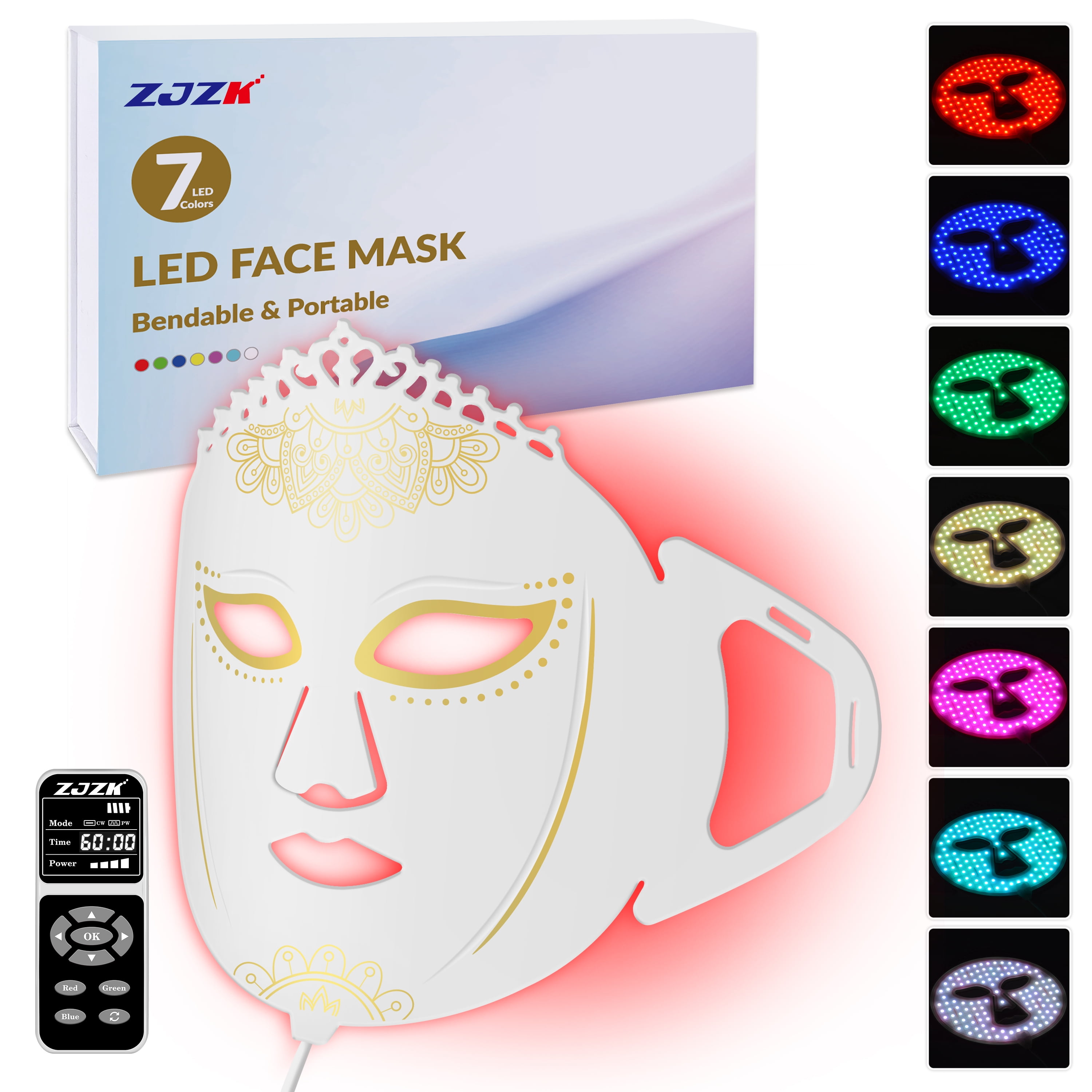 ZJZK 7 Facial Mask Led Device for Radiant Skin, Infrared Face Mask for ...