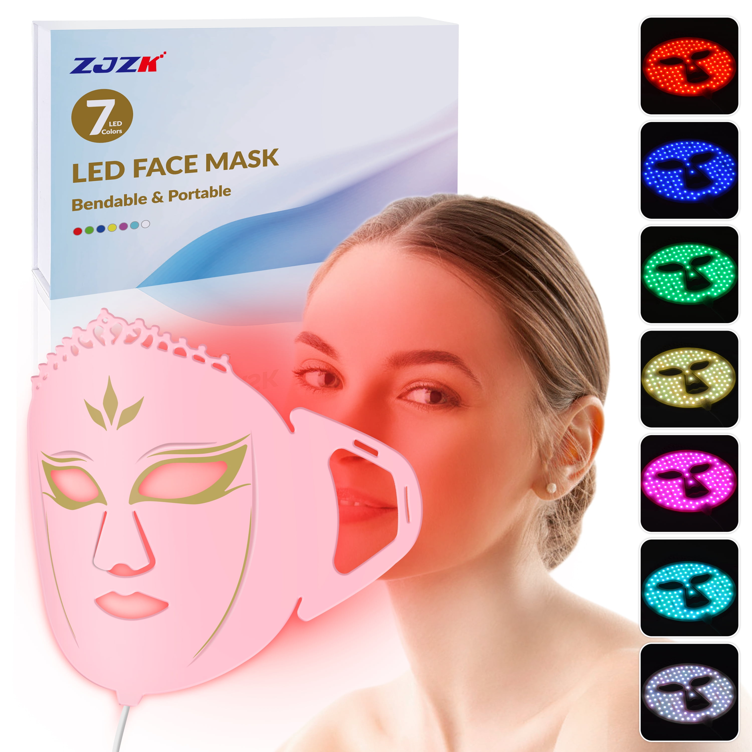 ZJZK Electric LED Photon Facial Mask Light Therapy Skin Rejuvenation Face Massager Anti-Aging ...
