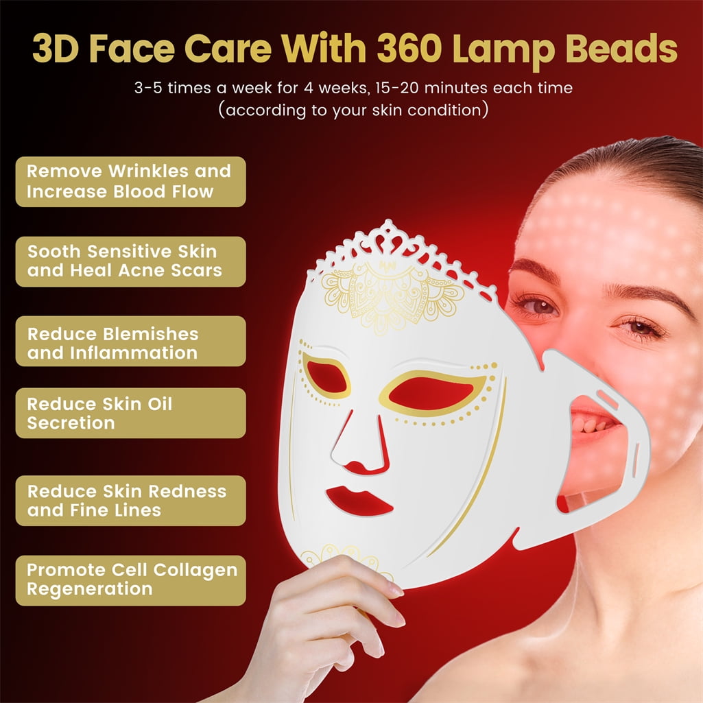 ZJZK Led Red Light Therapy Mask, 7 Colors Infrared Phototherapy, Home ...