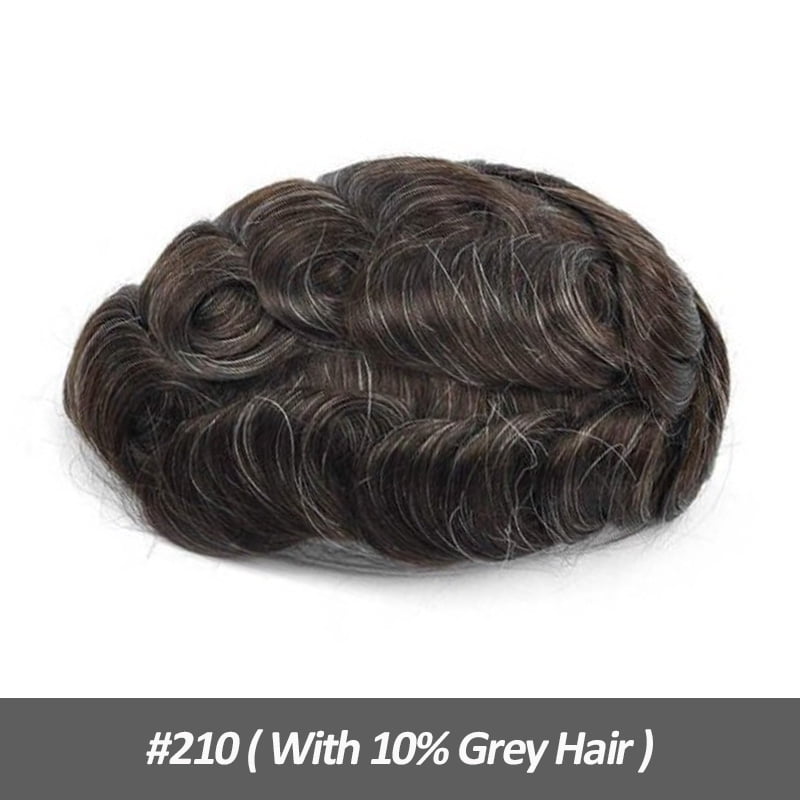 ZJZZ HZZA Indian Human Hair Men Toupee 6” Fine Mono Capillary ...