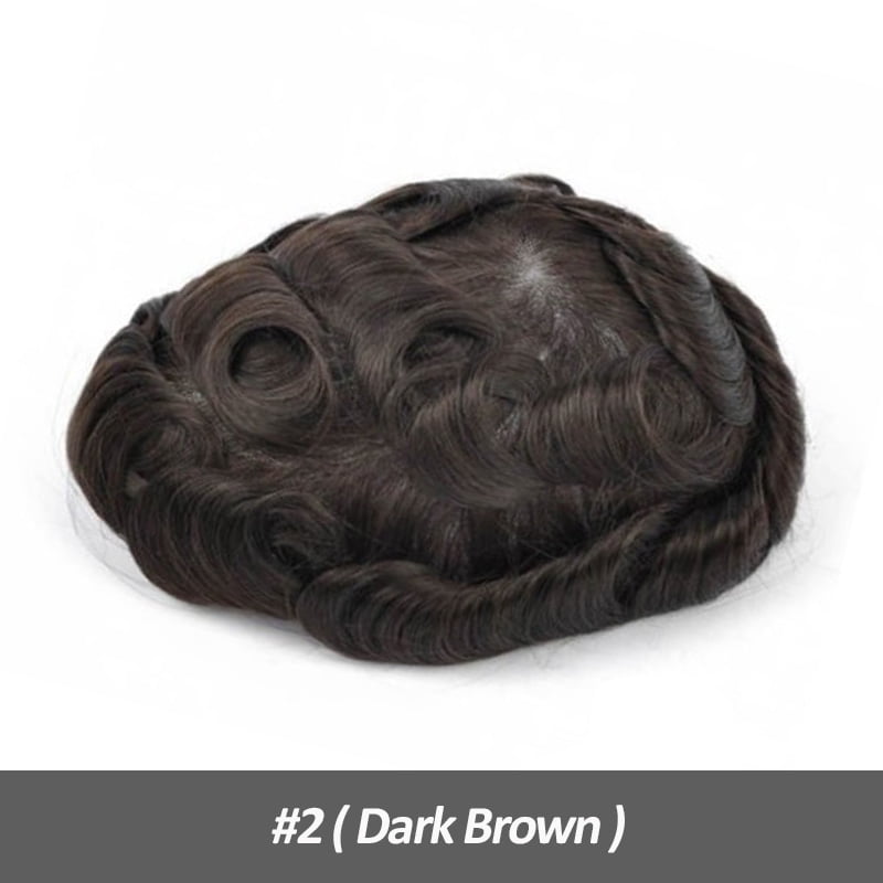 ZJZZ HZZA Indian Human Hair Men Toupee 6” Fine Mono Capillary ...