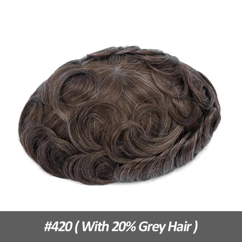 ZJZZ HZZA Indian Human Hair Men Toupee 6” Fine Mono Capillary ...