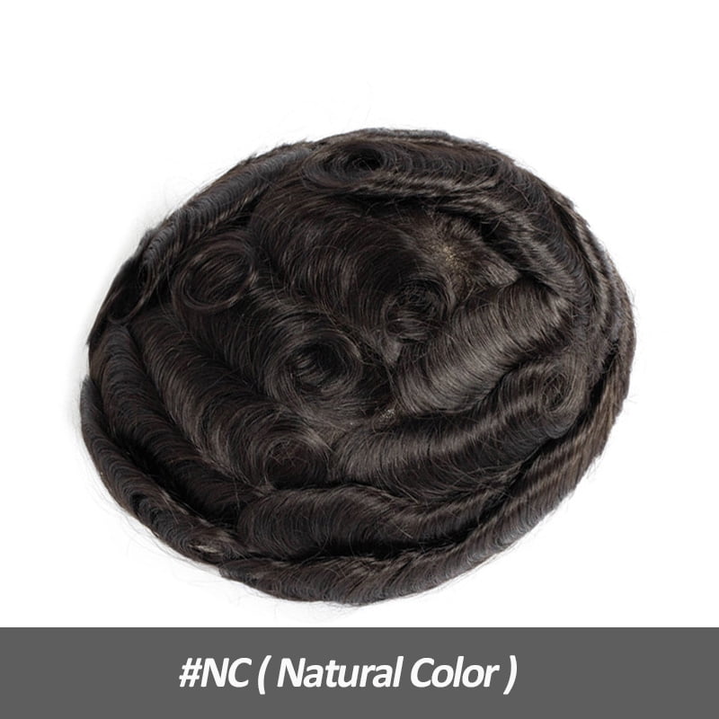 ZJZZ HZZA Male Swiss Lace PU Human Hair Wig System 6” Hairpieces Men‘s ...