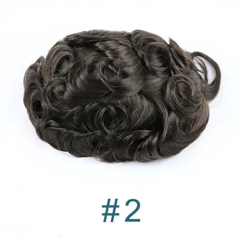 ZJZZ HZZA Men‘s Black Grey Brown Human Hair Toupee with Natural ...