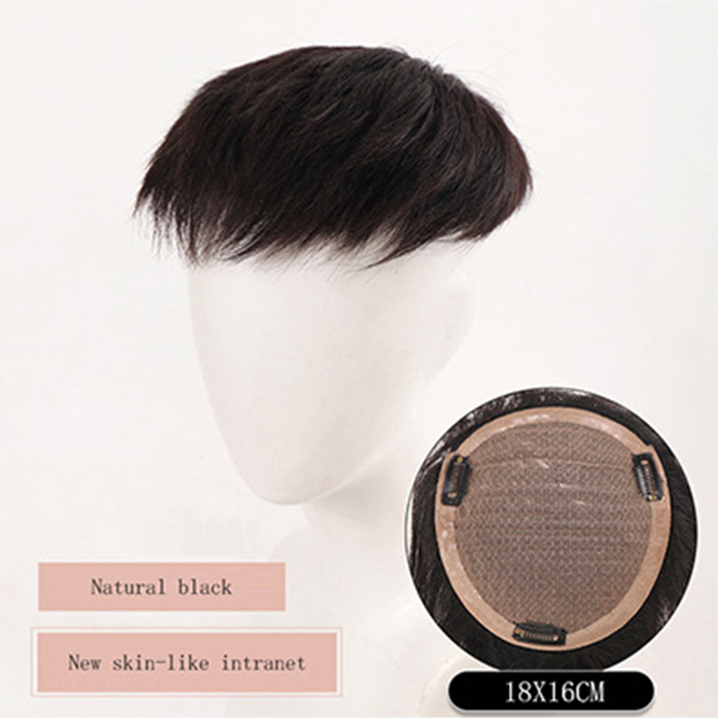 ZJZZ HZZA Men‘s Natural Black Short Wig Clip-on Toupee Head Replacement ...