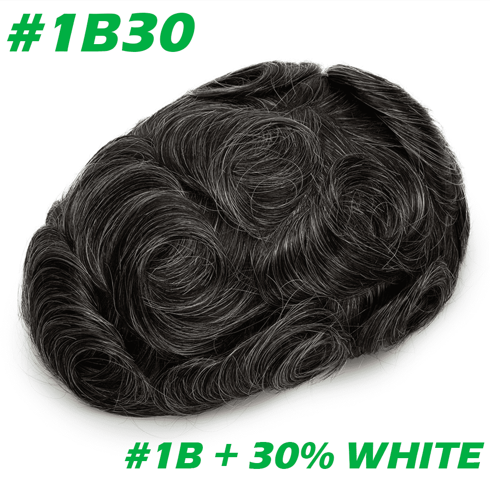 ZJZZ HZZA Wig Man Human Hair Toupee Prosthesis 90- Desnity V Loop Men‘s ...