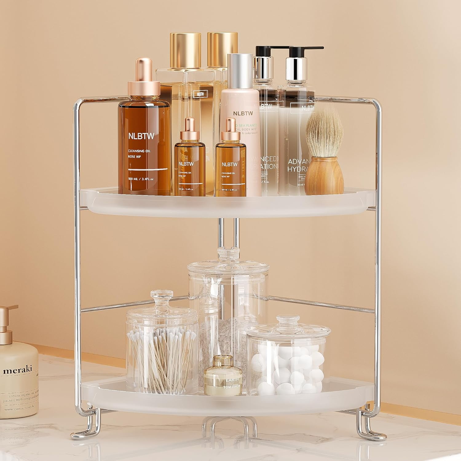 ZJbiubiuHome 2 Tier Corner Bathroom Countertop Organizer Tool-Less ...