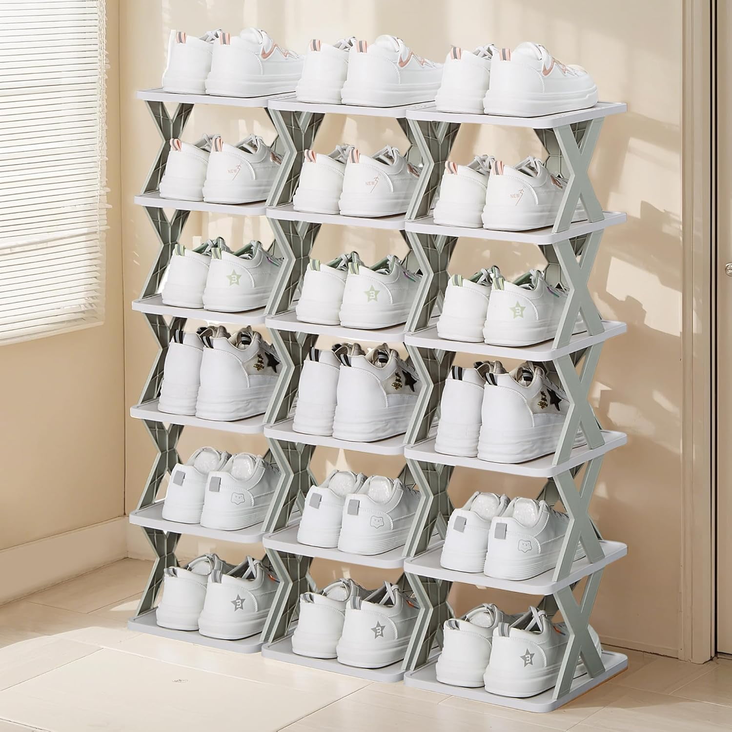ZJbiubiuHome 5 Tier Vertical Narrow Shoe Rack Free Standing Shoe Racks ...