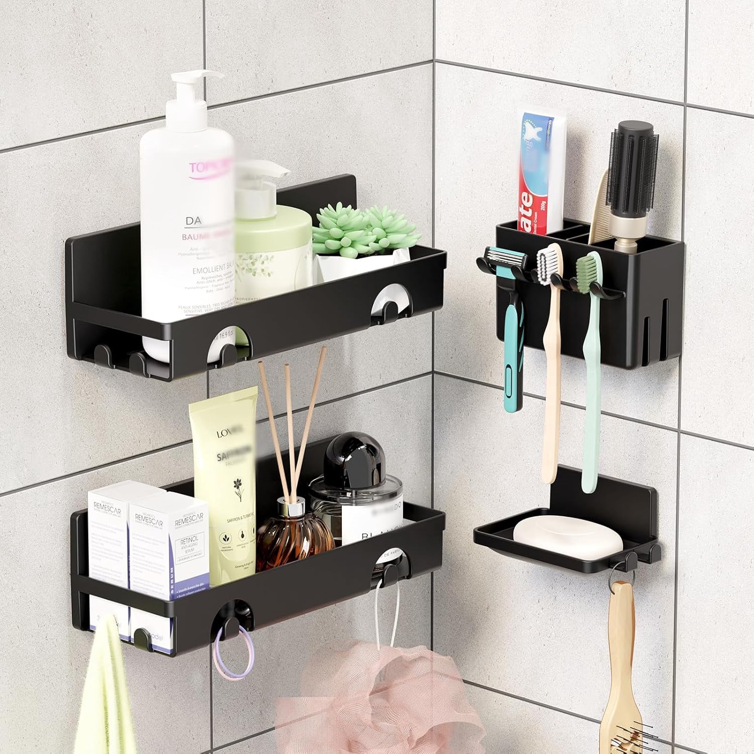 Hltser White Corner Shower Caddy 2 Pack Adhesive Shower Organizers ...