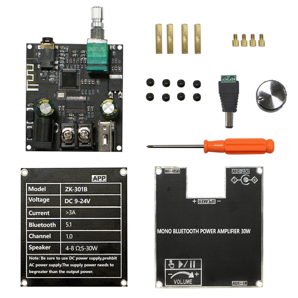 ZK-301B Portable SingleTrack 30W Audio Amplifier Board Compact BT5.3 ...
