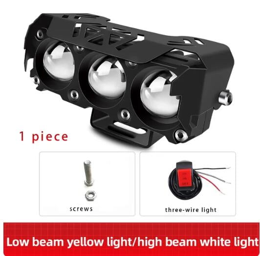 ZK30 3 Lens Motorcycle LED Headlight Work Spot Light Hi Low Beam ...