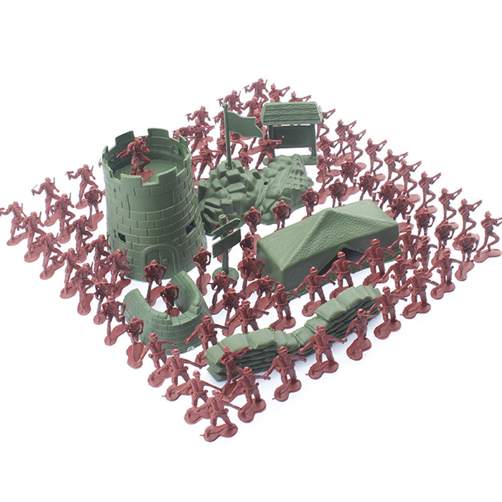 Baby Toys 100 Piece World War Plastic Toy Green Soldiers With ...