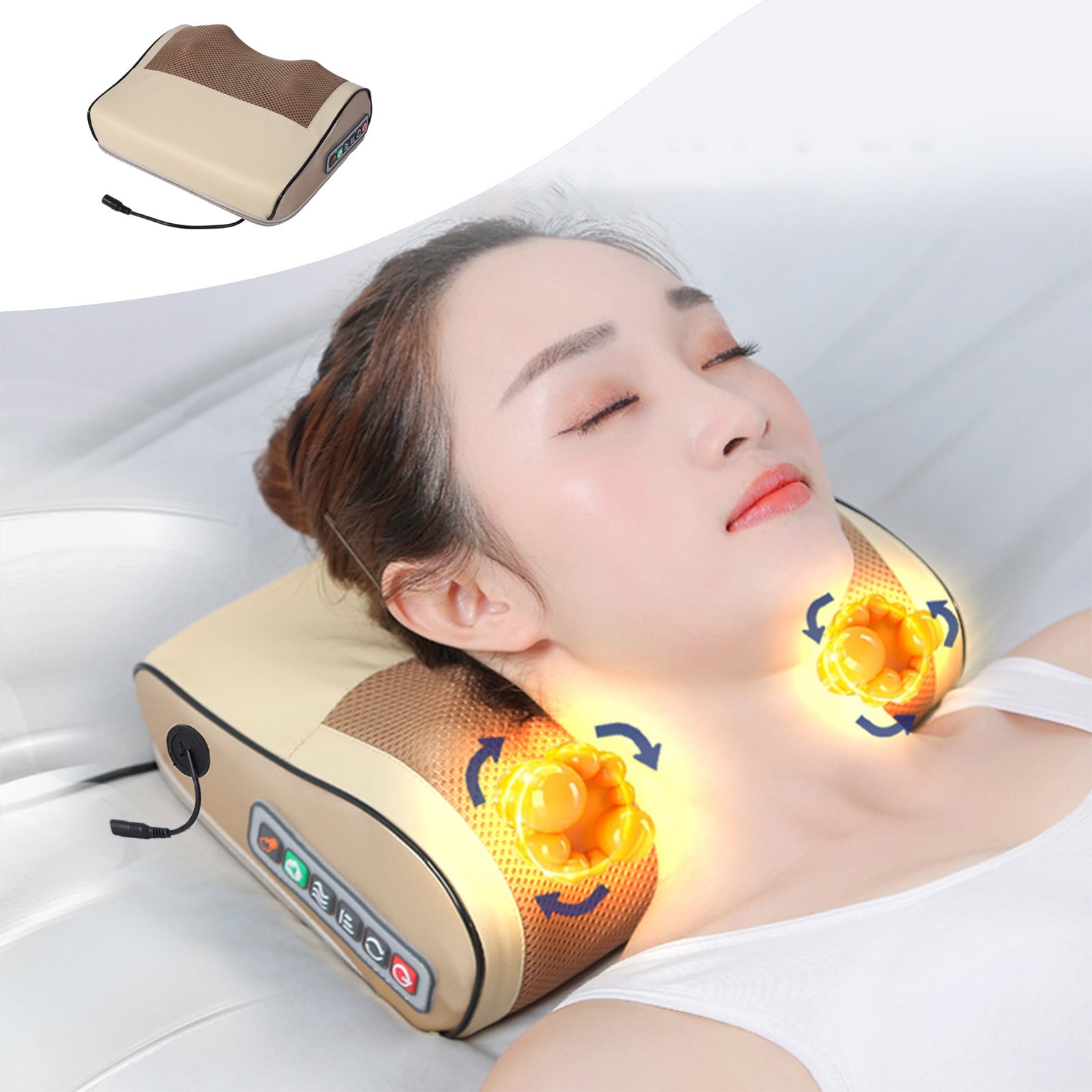 YgkuHd Electric Multifunctional Massage Pillow Home Car Charging Multi-function Electric Heating ...